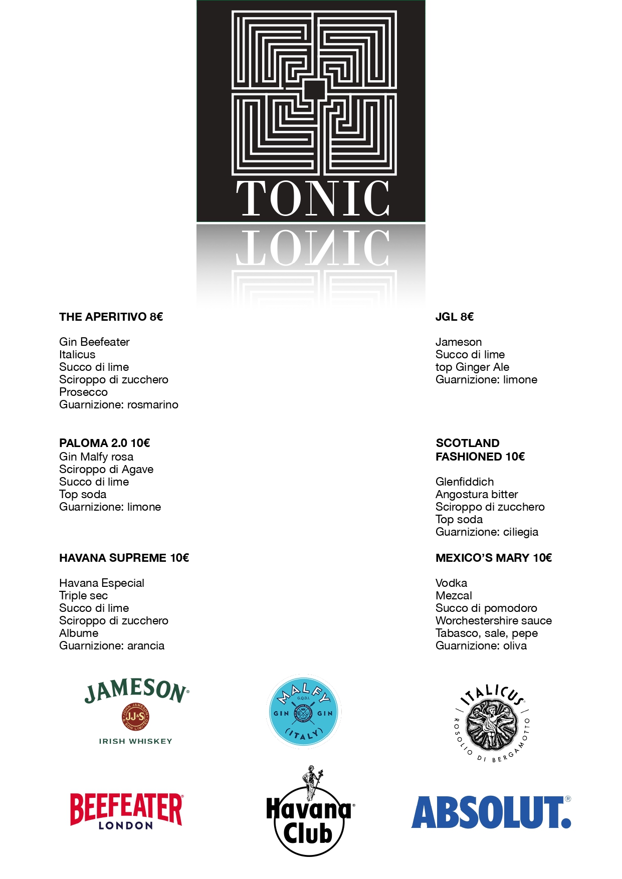 MENU TONIC – Tonic Pub